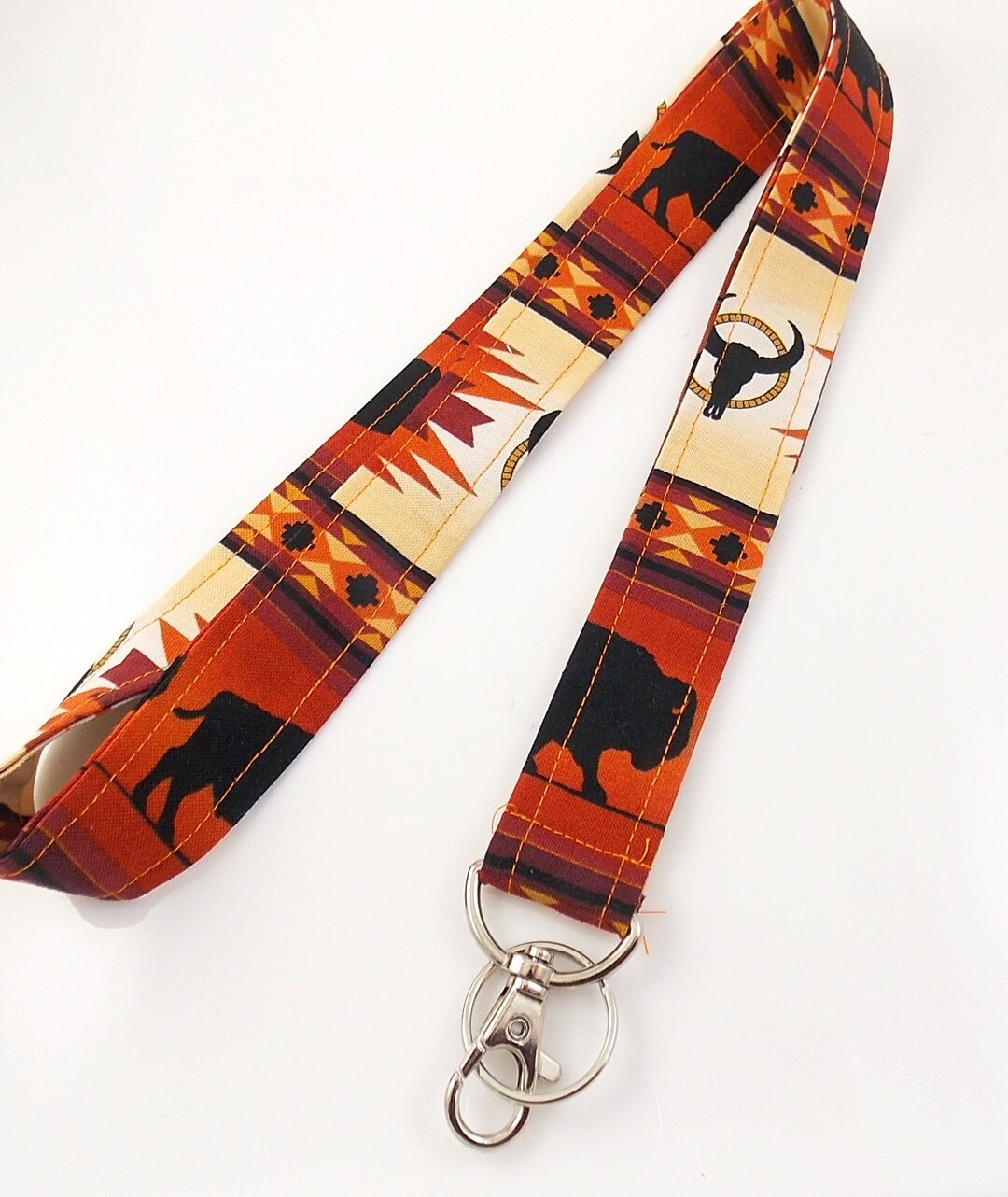 Southwest Buffalo Lanyard in Beige and Terra Cotta Colors, Teacher ...