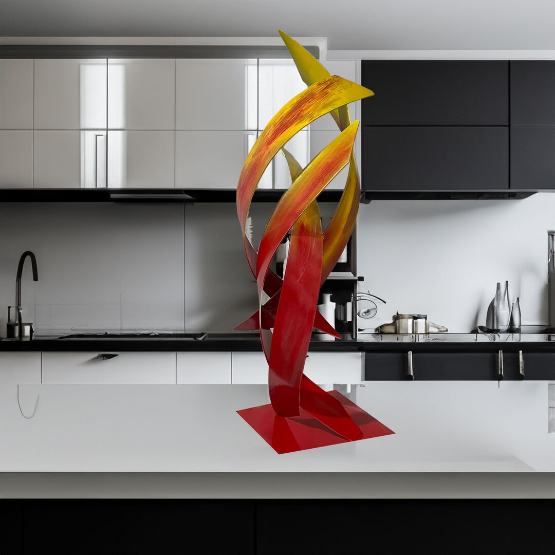 Contemporary Modern Abstract Metal Indoor Outdoor Flame Sculpture by ...