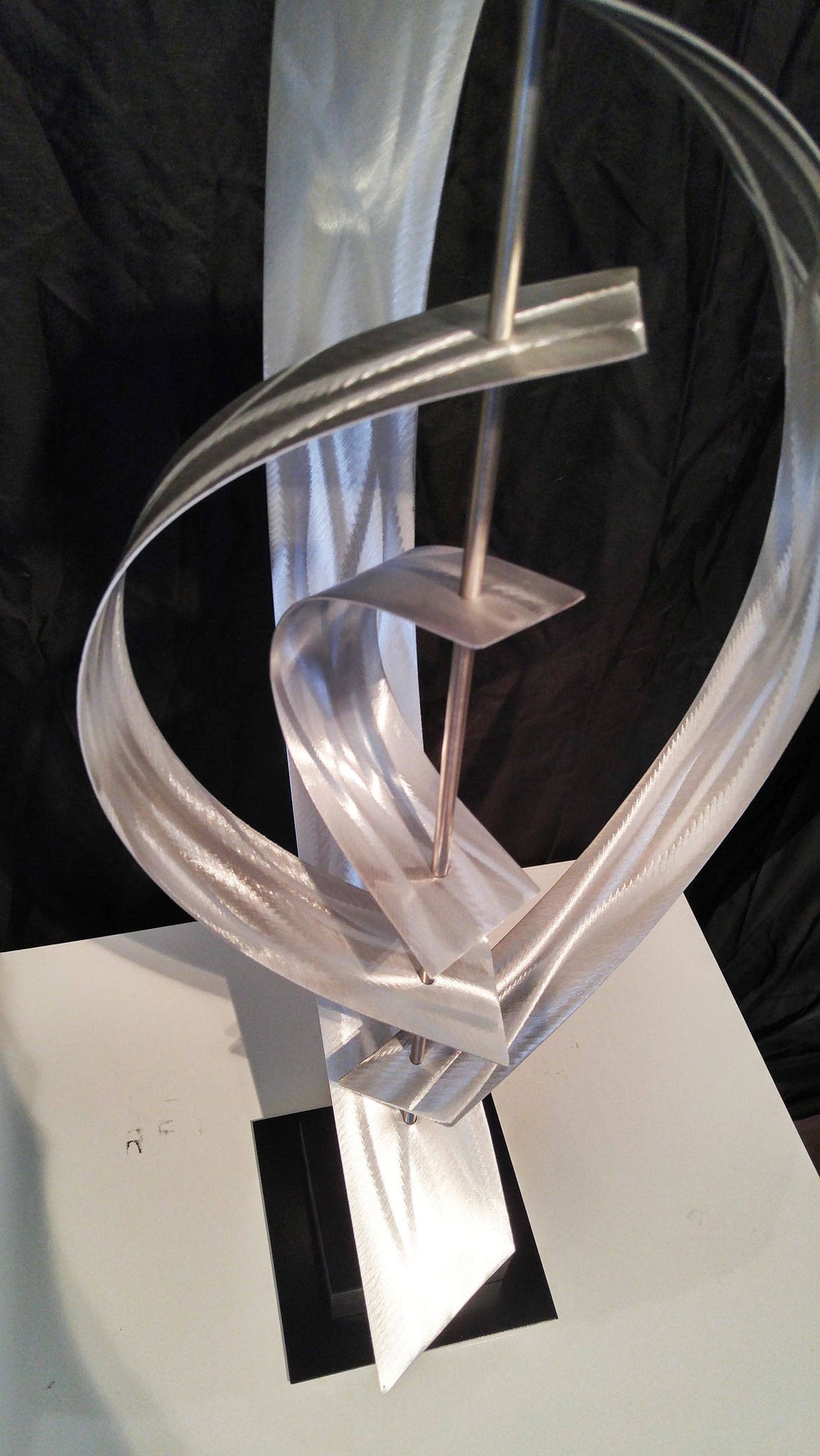 Modern Abstract Metal Sculpture - Silver Metal "orbit" by Dustin Miller ...