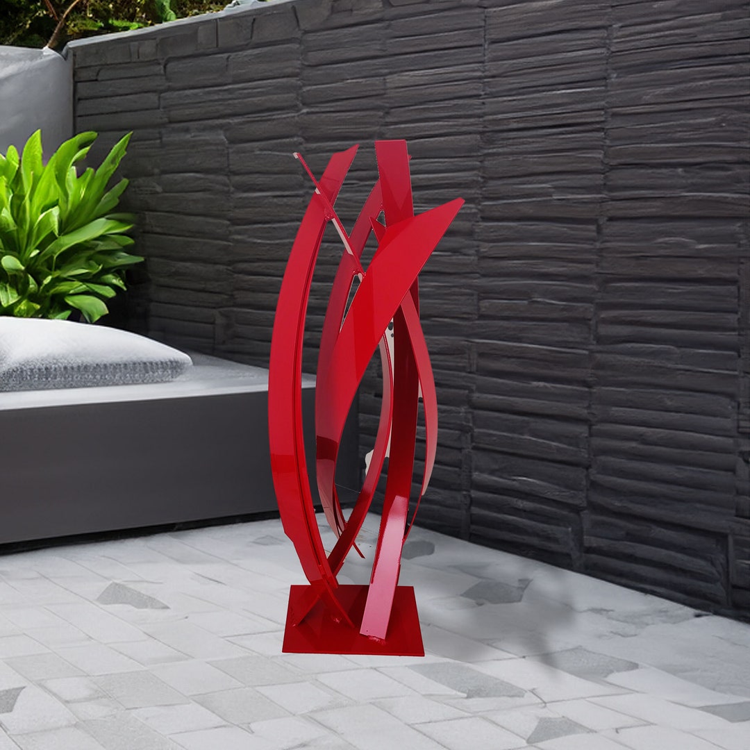 Modern Abstract Red Large Metal Outdoor Sculpture "storm" by Dustin ...