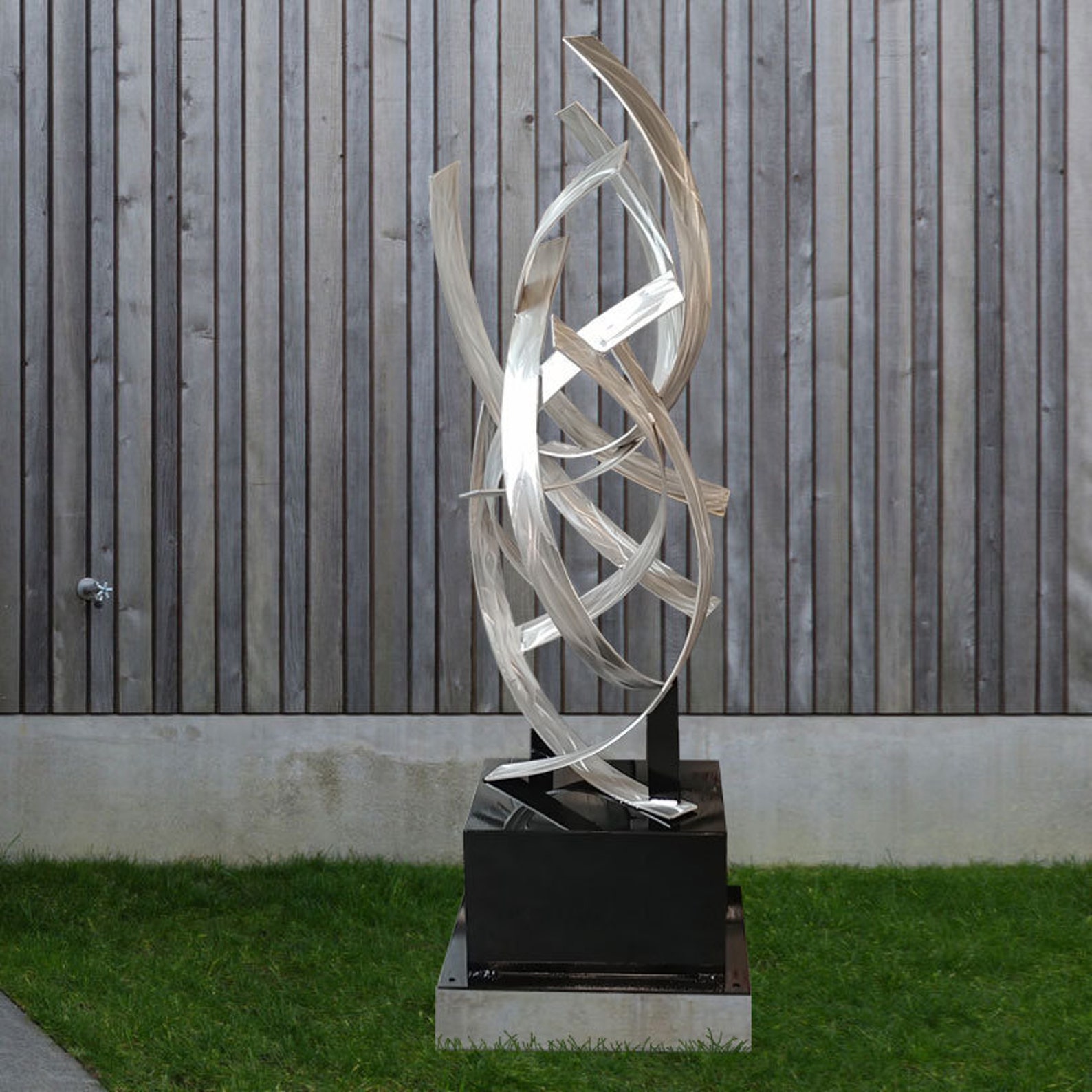 Large Metal Outdoor Yard Sculpture Silver - Etsy