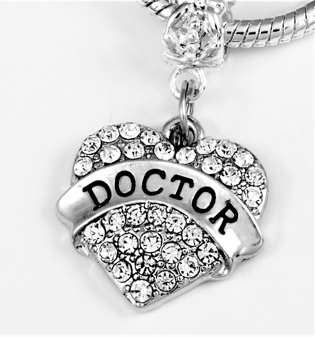 Doctor Bracelet Bangle With Rhinestone Heart Charm - Etsy