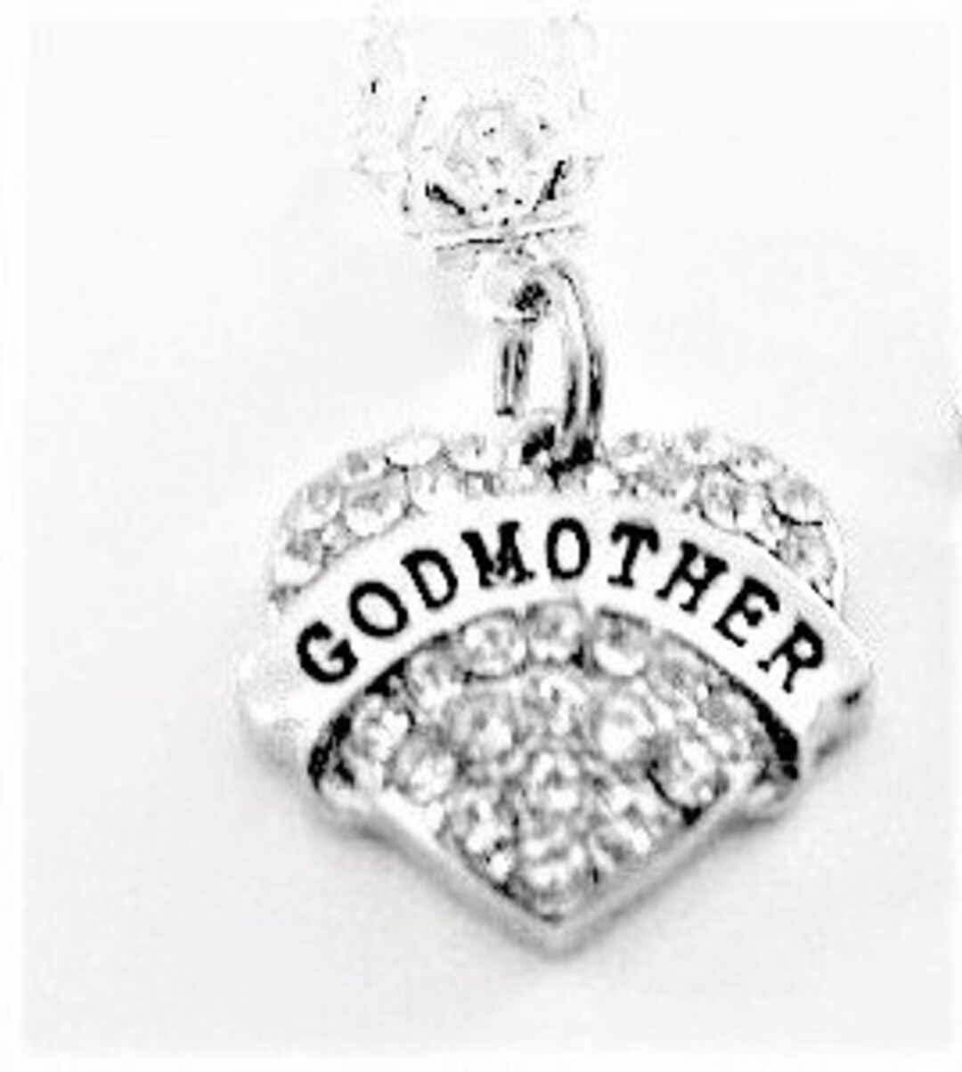 Godmother Charm Bracelet, Rhinestone Heart Pendant - Etsy