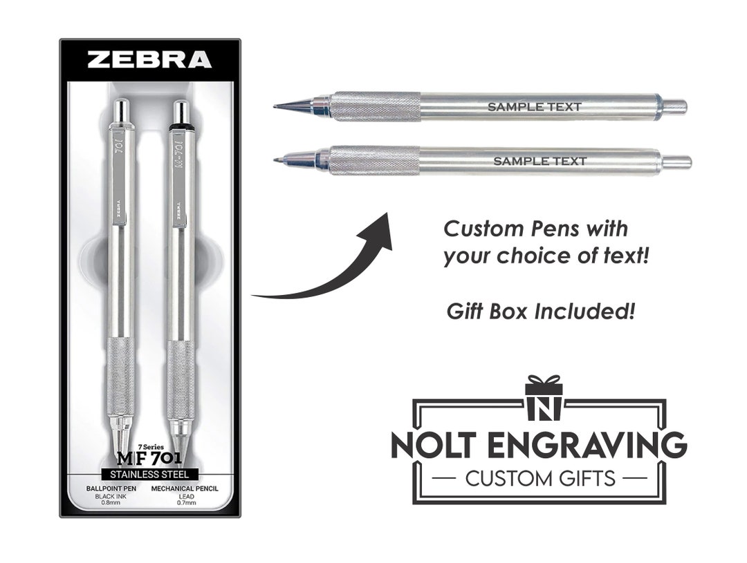 Personalized Zebra 701 Stainless Steel Mechanical Pencil and Ballpoint ...