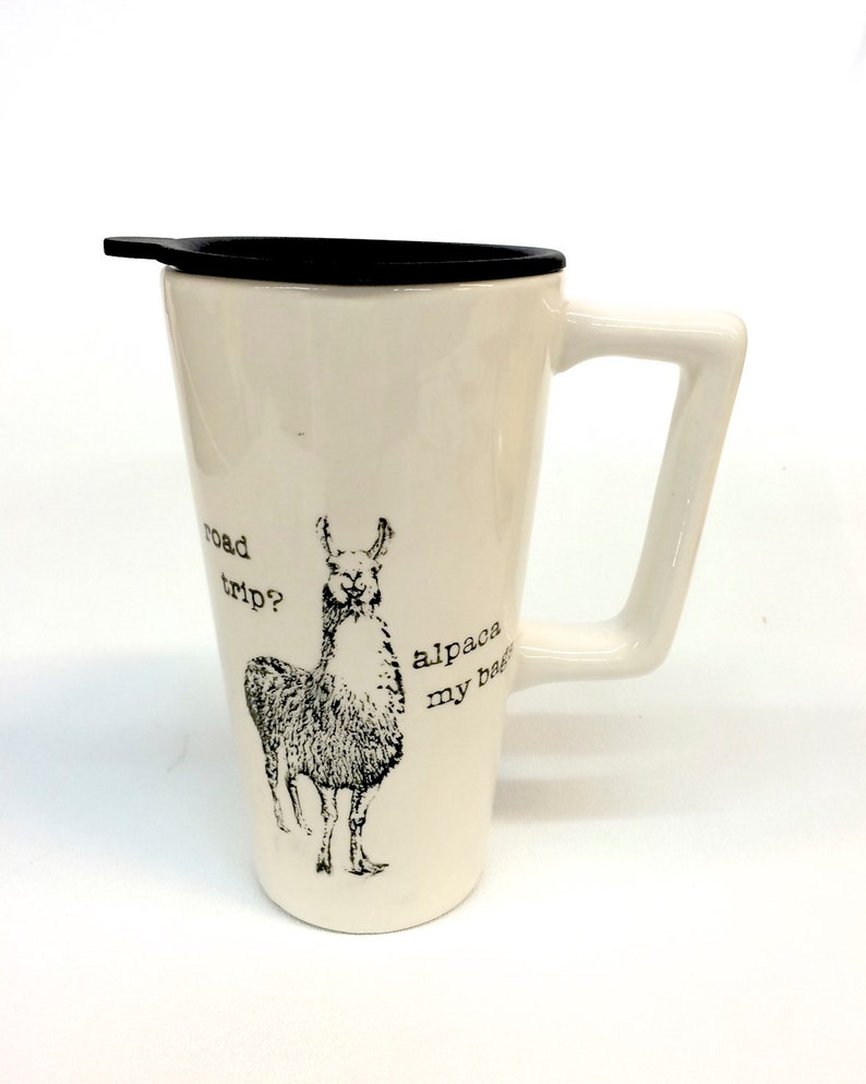 Road Trip Alpaca My Bags Llama Pun Ceramic Travel Mug - Etsy