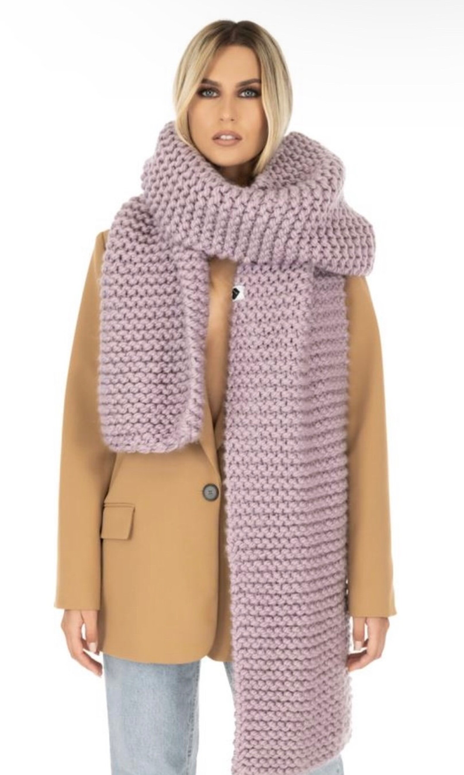 Oversized 7 Feet Long Super Scarf Soft Warm Hand Knitted - Etsy