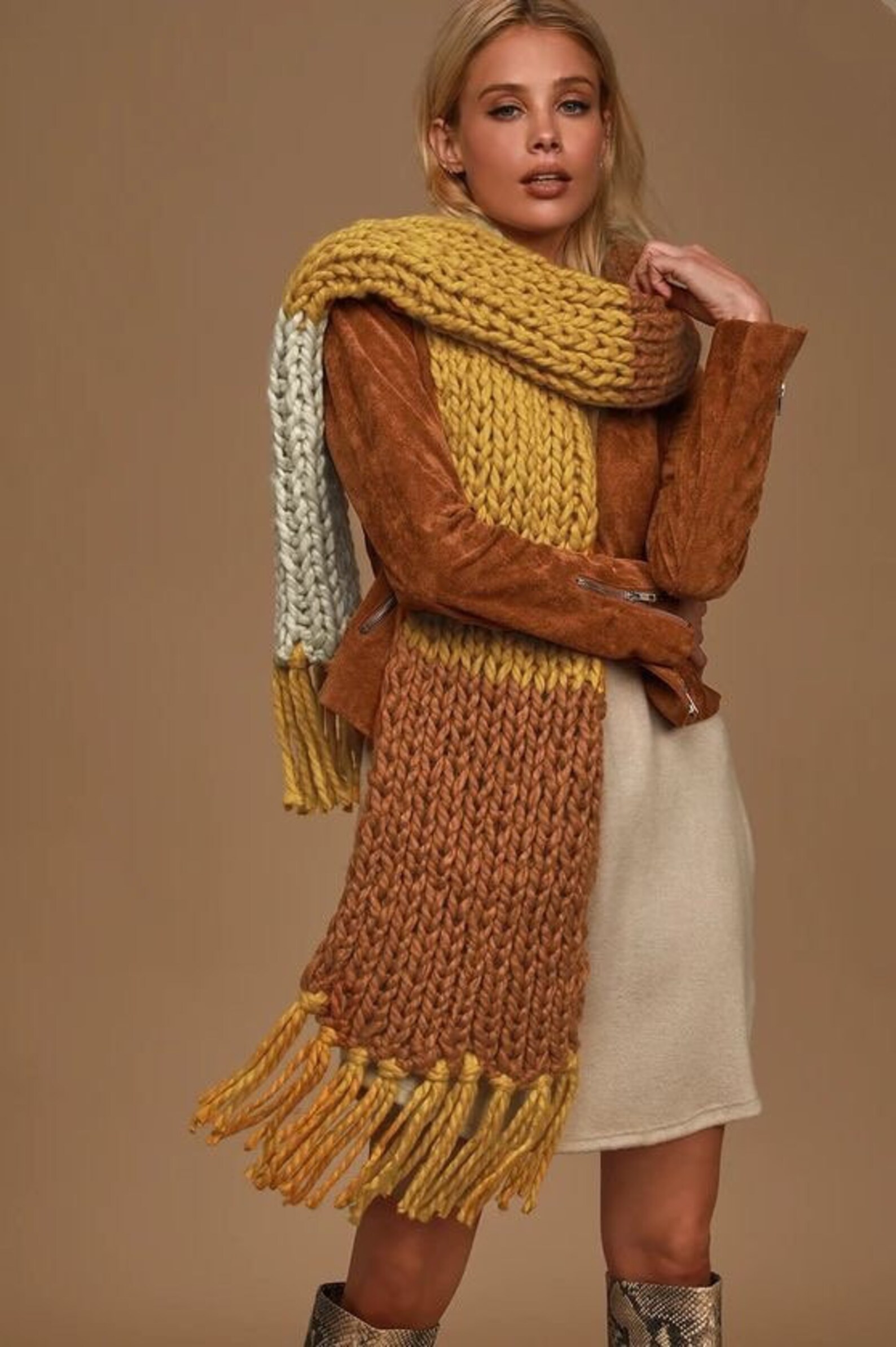 Oversized Scarf, Color Block Scarf, SHHIPSTODAY, Luxurious Extra Long ...