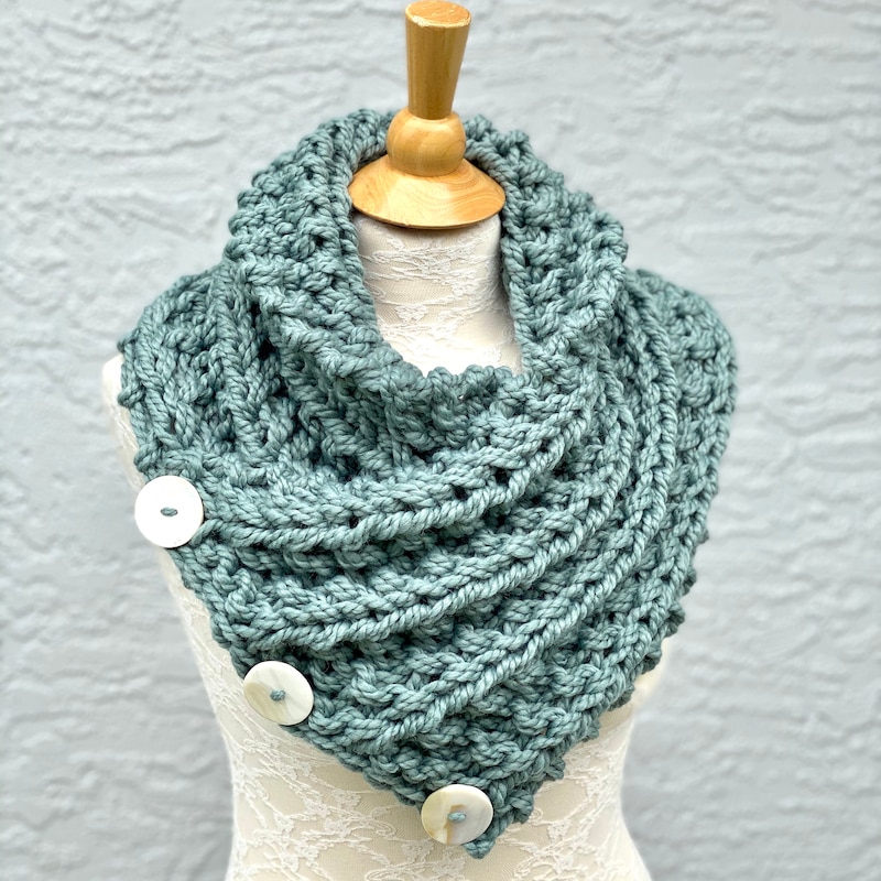 Knitted Button Scarf - Etsy