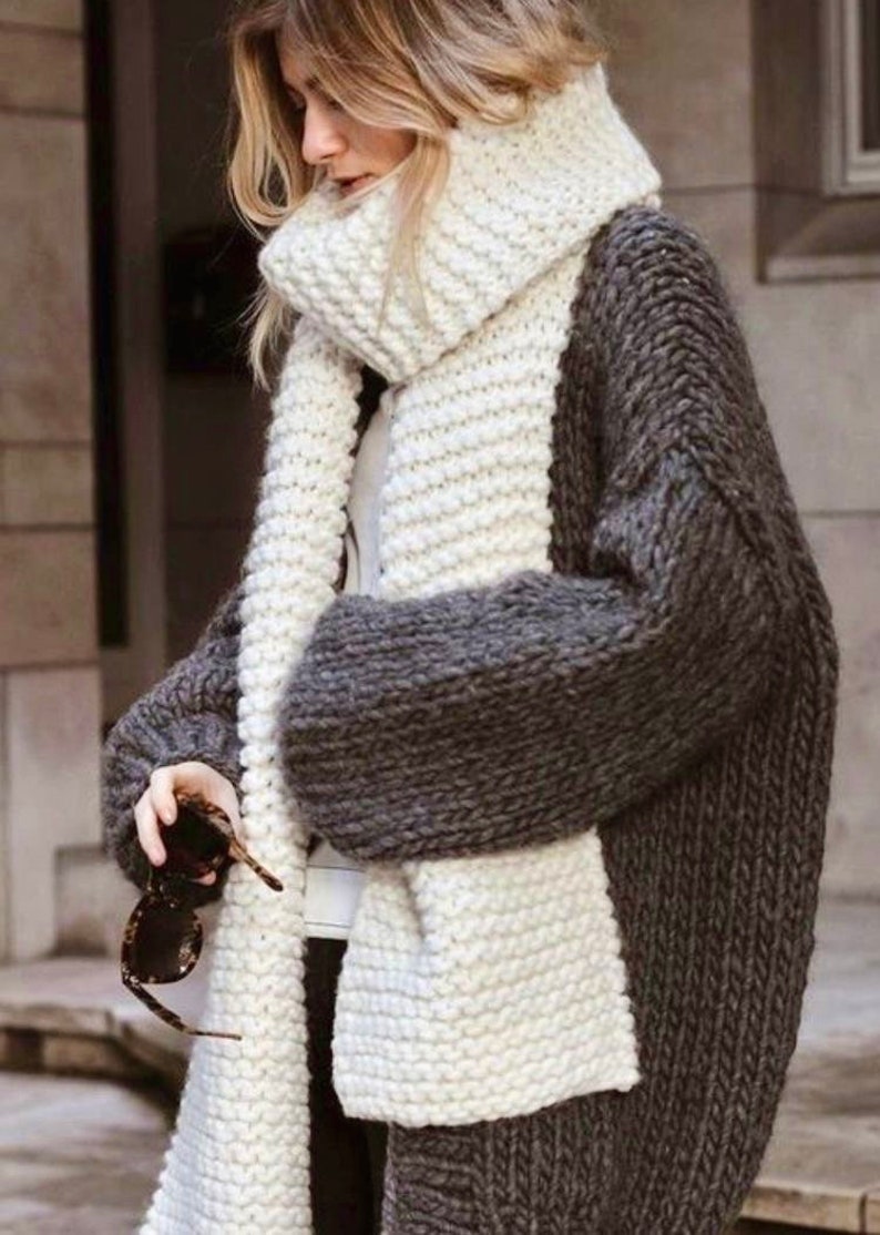 Oversized 7 Feet Long Super Scarf, Soft, Warm Hand Knitted Shawl ...