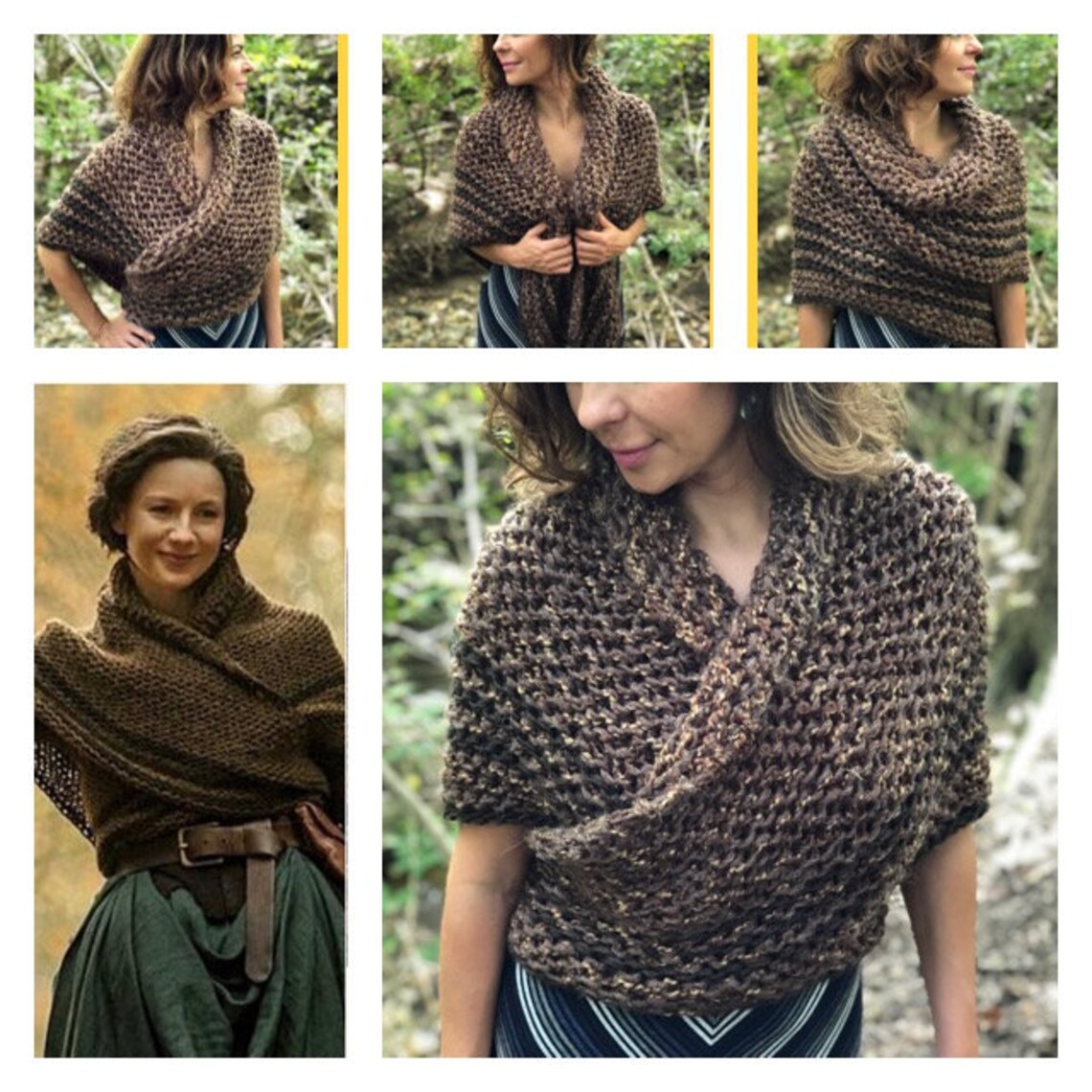 Outlander Knit Shawl, Chunky Scarf, Hand Knitted Shoulder Wrap, Neck ...