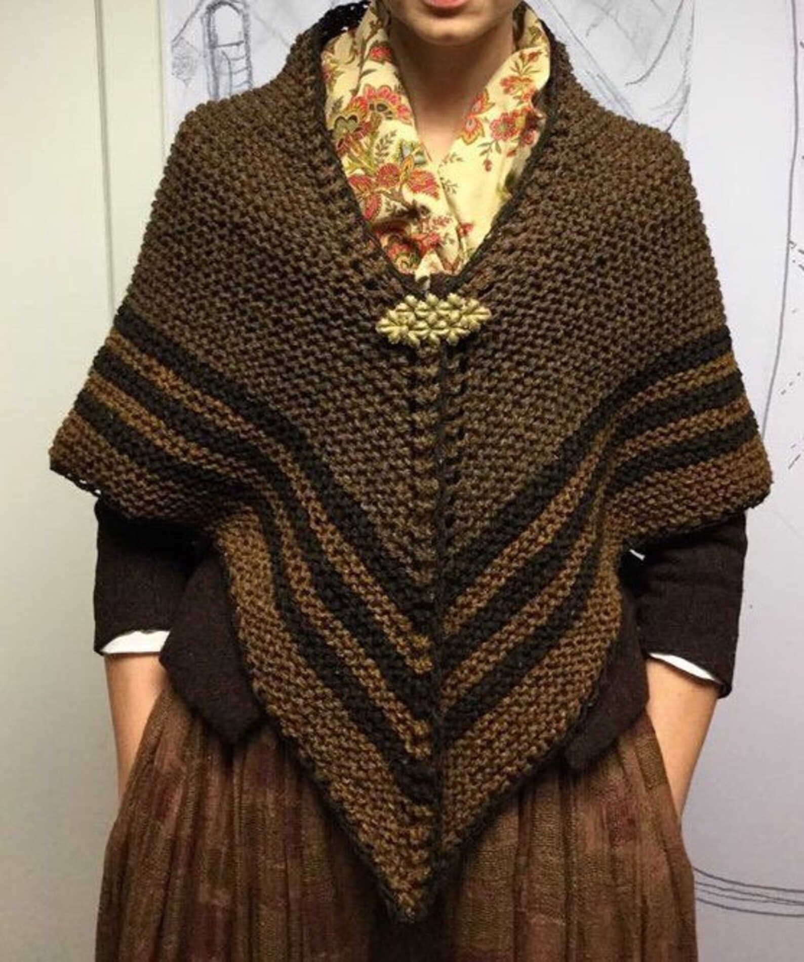 Outlander Knit Shawl, Chunky Scarf, Hand Knitted Shoulder Wrap, Neck ...
