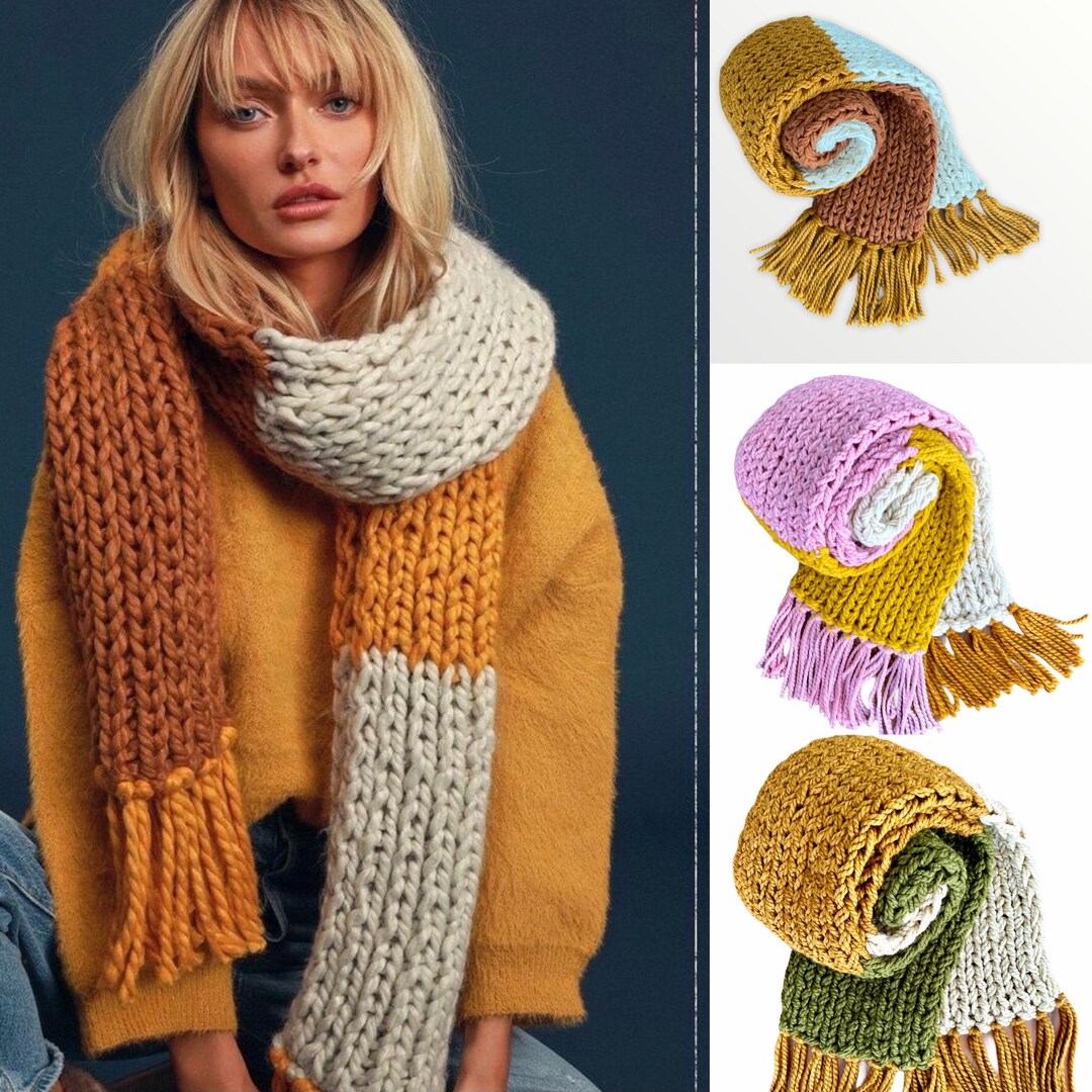Oversized Scarf, Color Block Scarf, SHHIPSTODAY, Luxurious Extra Long ...