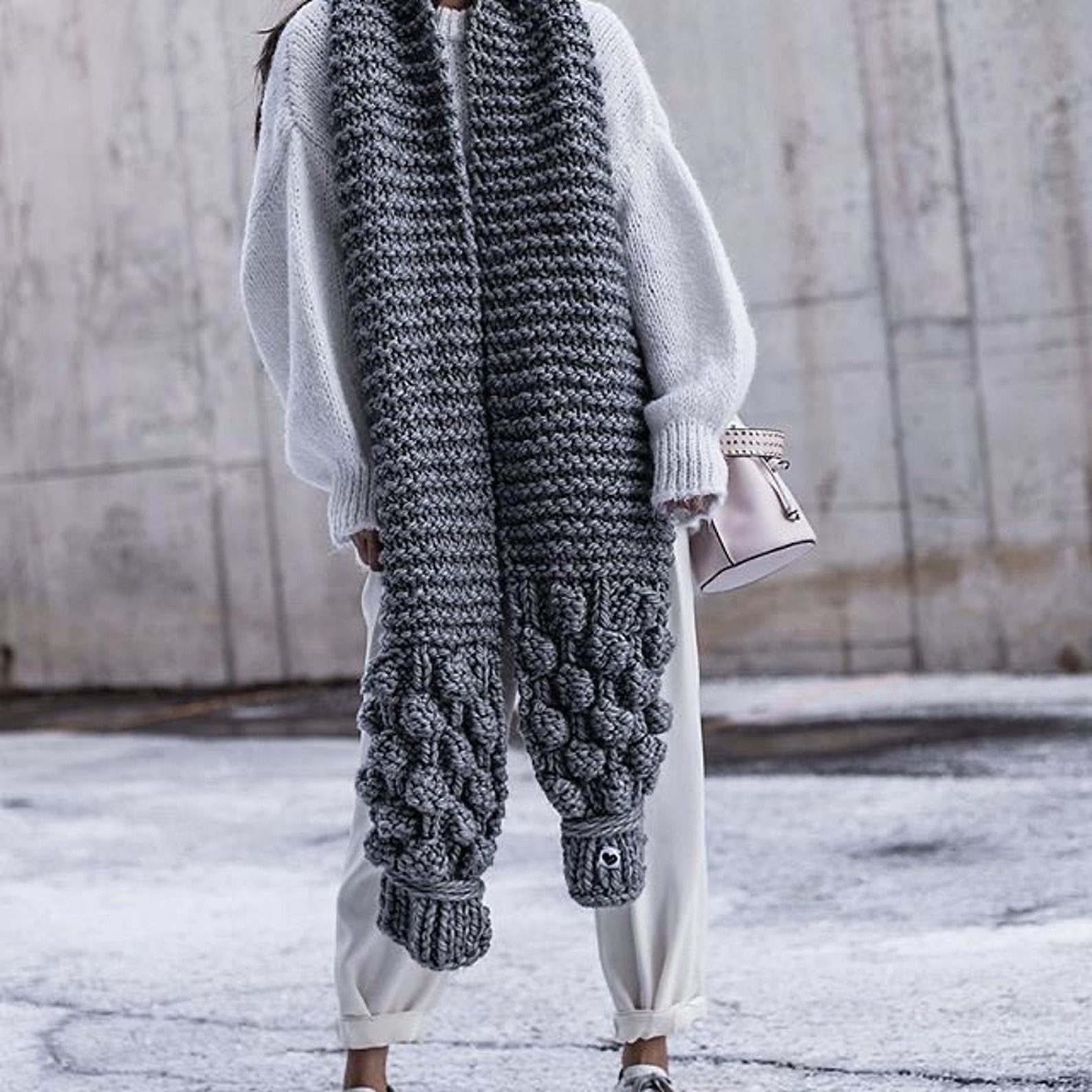 Super oversized scarf luxurious extra long hand knitted | Etsy