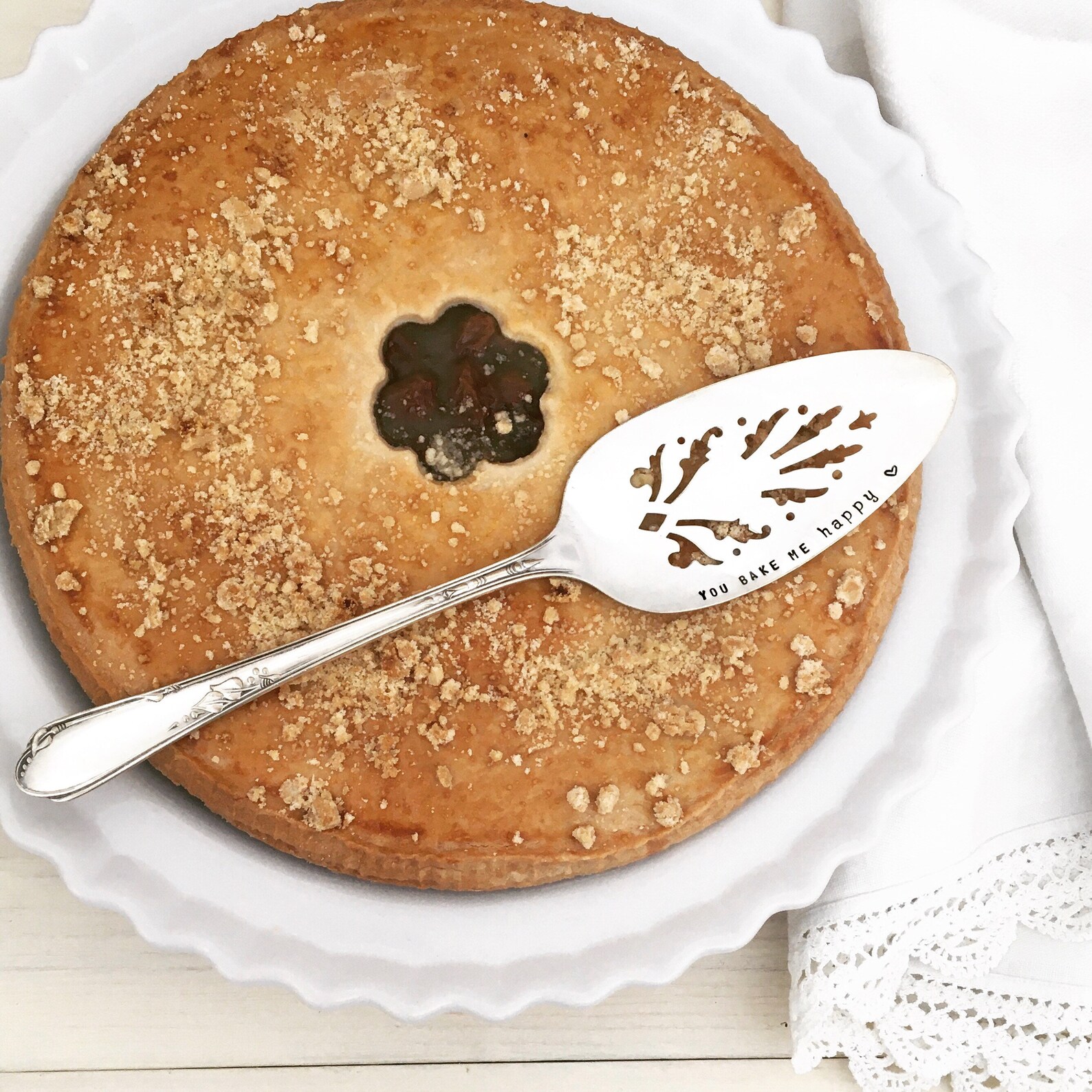 Hand Stamped Cake & Pie Server - You Bake Me Happy, Gift for Baker ...