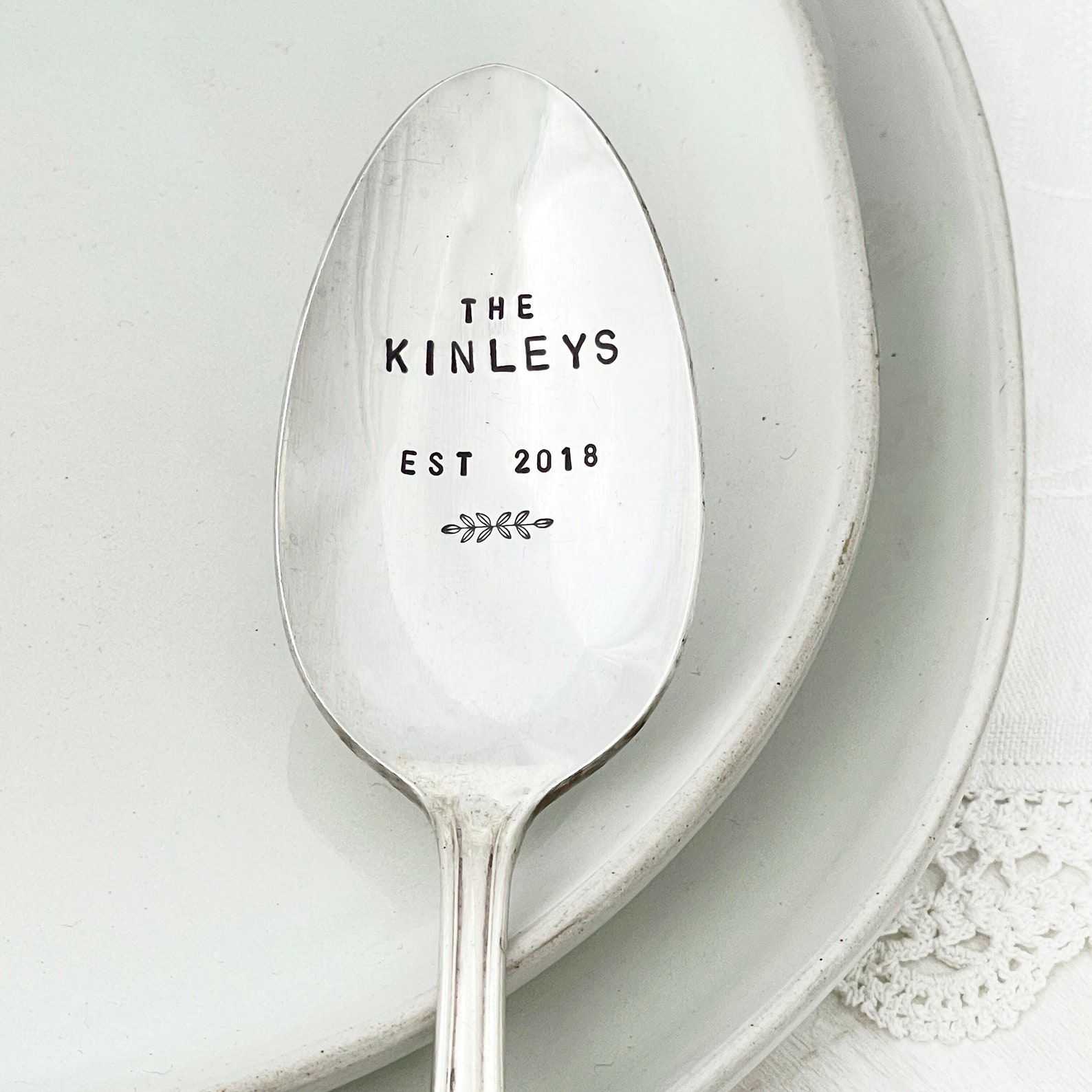 Hand Stamped Vintage Serving Spoon - Personalized With Family Name ...