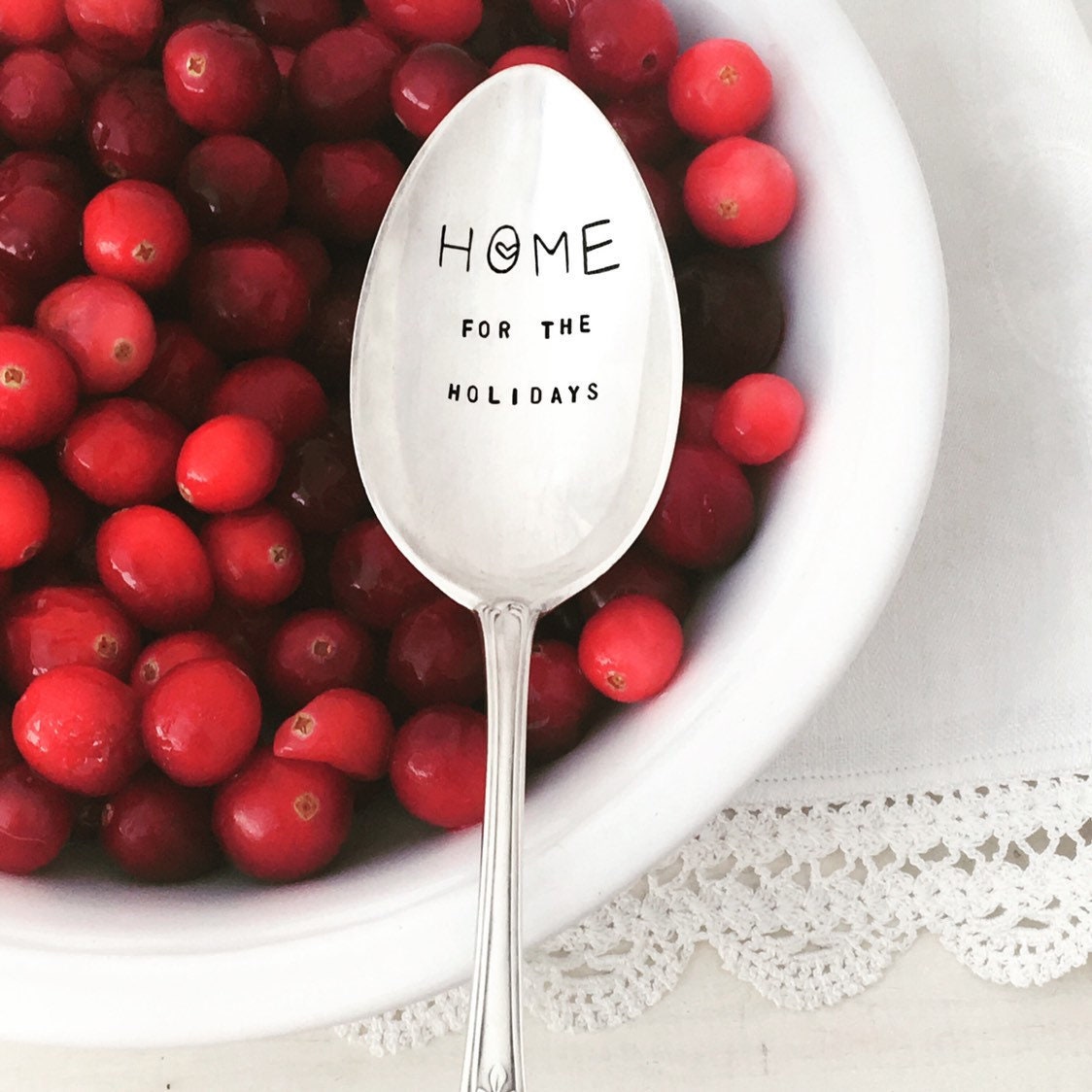 Hand Stamped Serving Spoon - Home for the Holidays, Christmas Serving ...