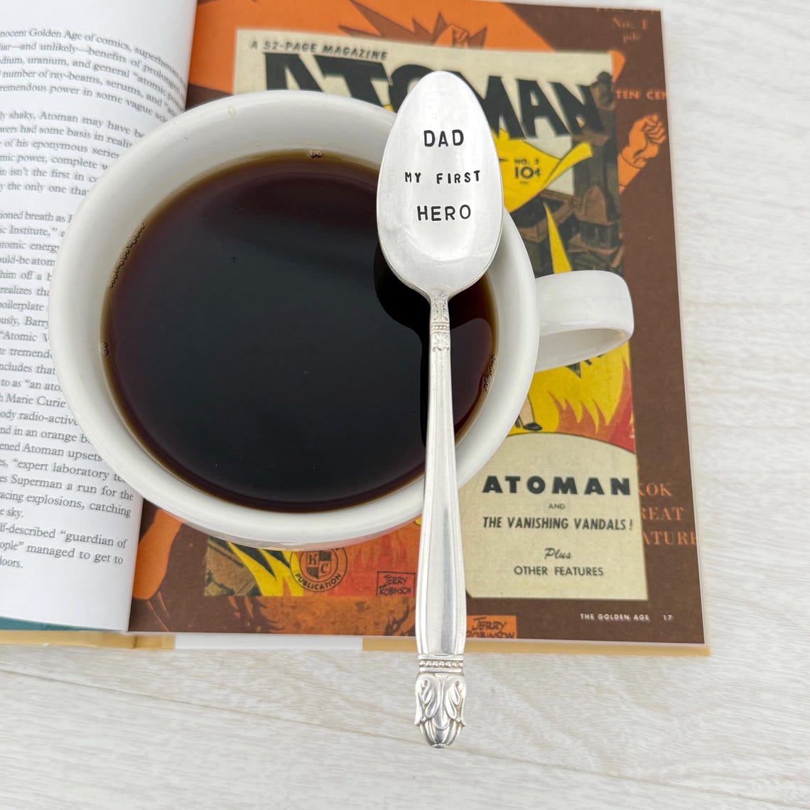 Hand Stamped Silver Spoon - Dad My First Hero, Gift for Dad, Father of ...