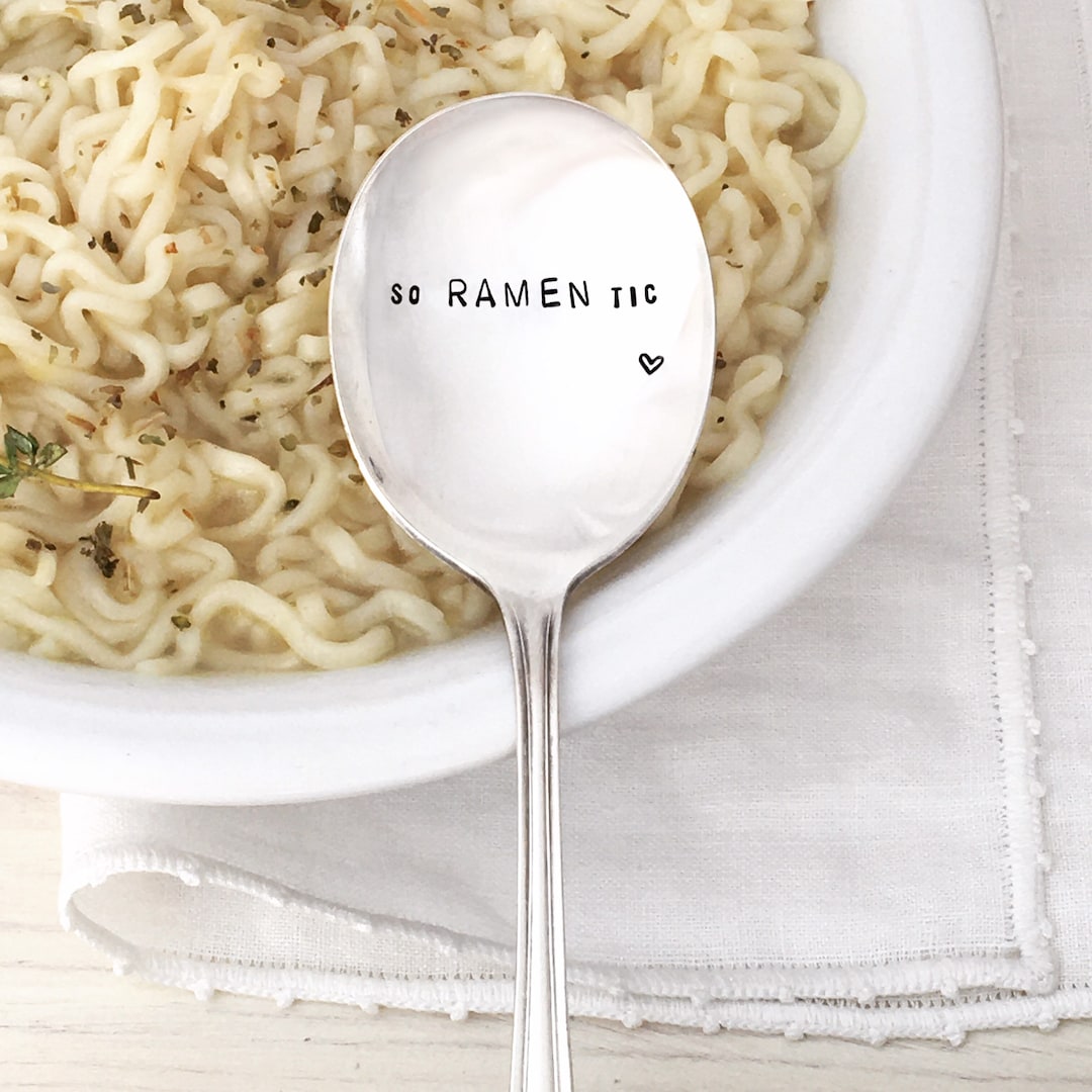 Ramen Noodle Spoon - Hand Stamped Vintage Silverware - Date Night In ...