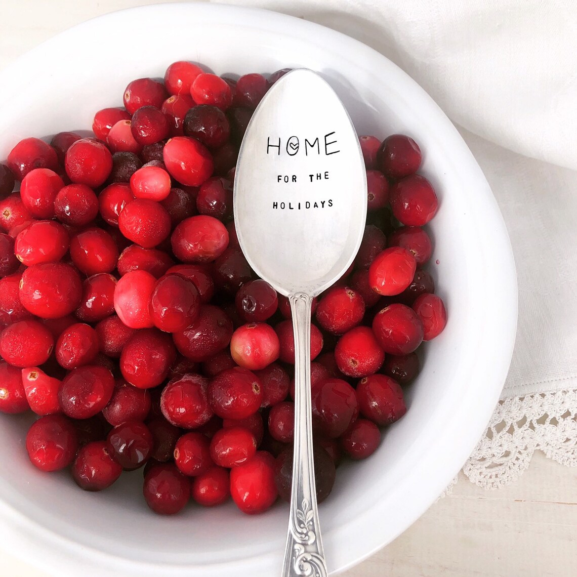 Hand Stamped Serving Spoon Home for the Holidays Christmas - Etsy