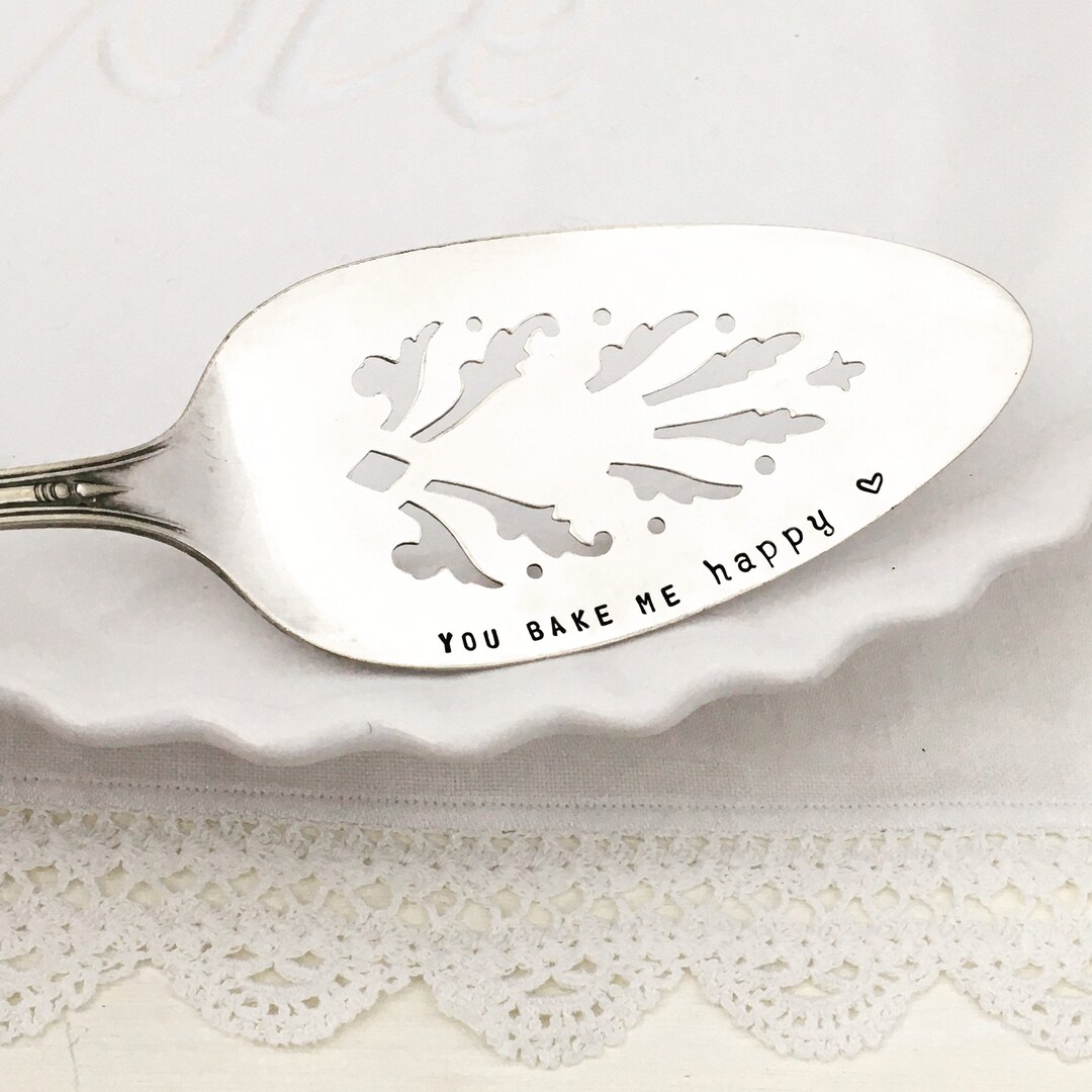 Hand Stamped Cake & Pie Server - You Bake Me Happy, Gift for Baker ...
