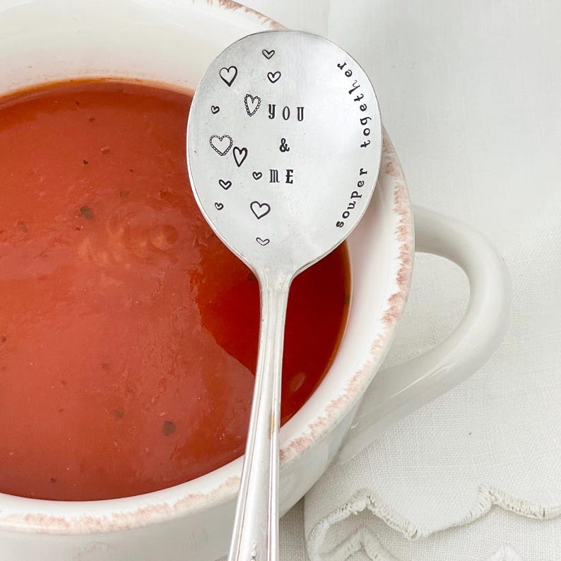Hand Stamped Soup Spoon - You & Me Souper Together, Personalized ...