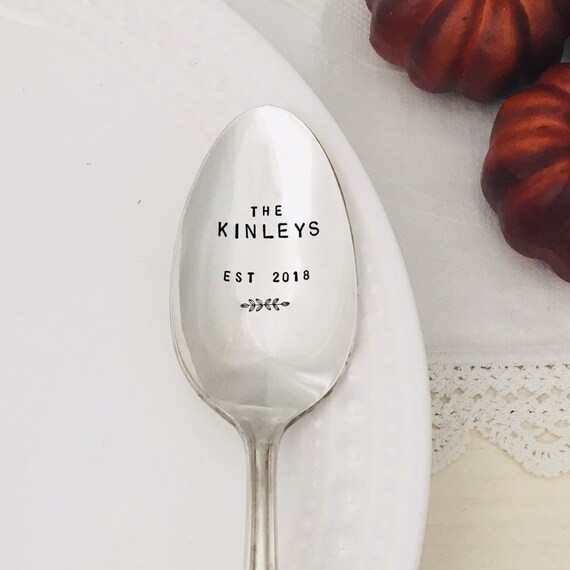Hand Stamped Vintage Serving Spoon Personalized With Family | Etsy