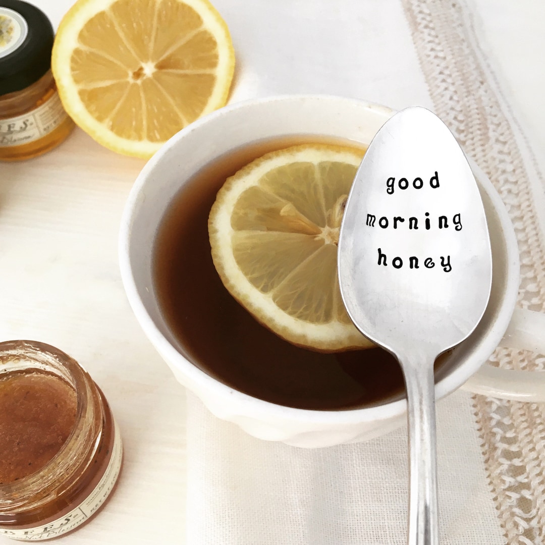 Hand Stamped Silver Spoon - Good Morning Honey Tea Spoon, Coffee Spoon ...