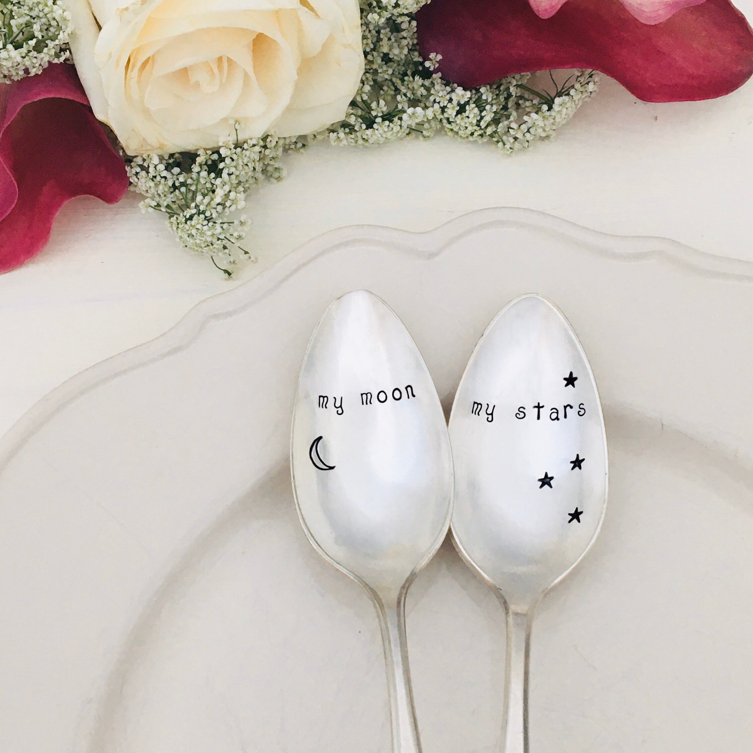 My Moon & My Stars Hand Stamped Vintage Spoons Wedding - Etsy