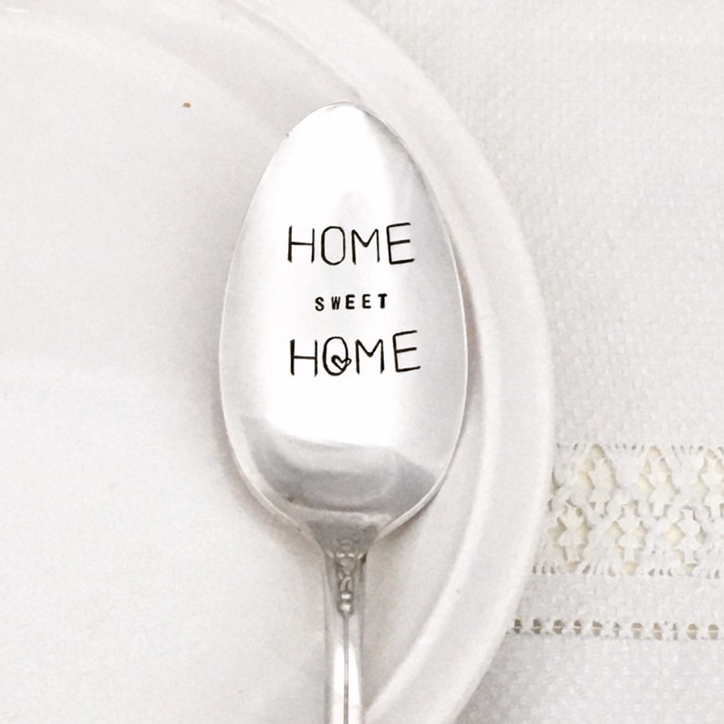 Hand Stamped Vintage Serving Spoon Home Sweet Home Hostess - Etsy