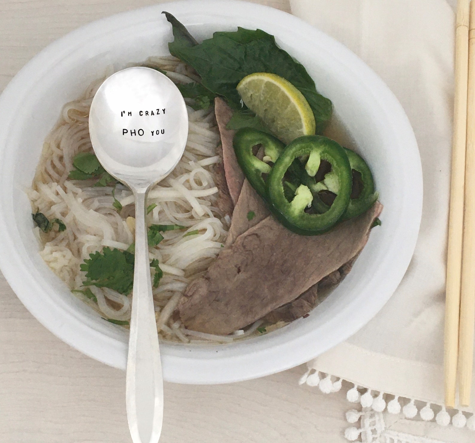 Hand Stamped Pho Spoon I'm Crazy Pho You Pho Spoon - Etsy