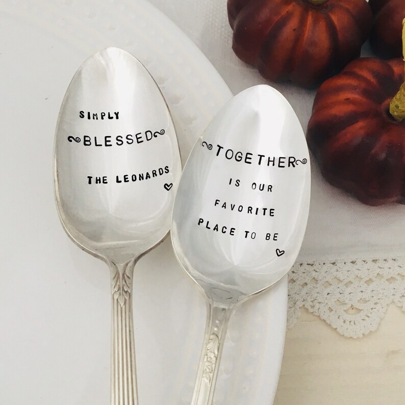 Hand Stamped Serving Spoon Together is Our Favorite Place to | Etsy