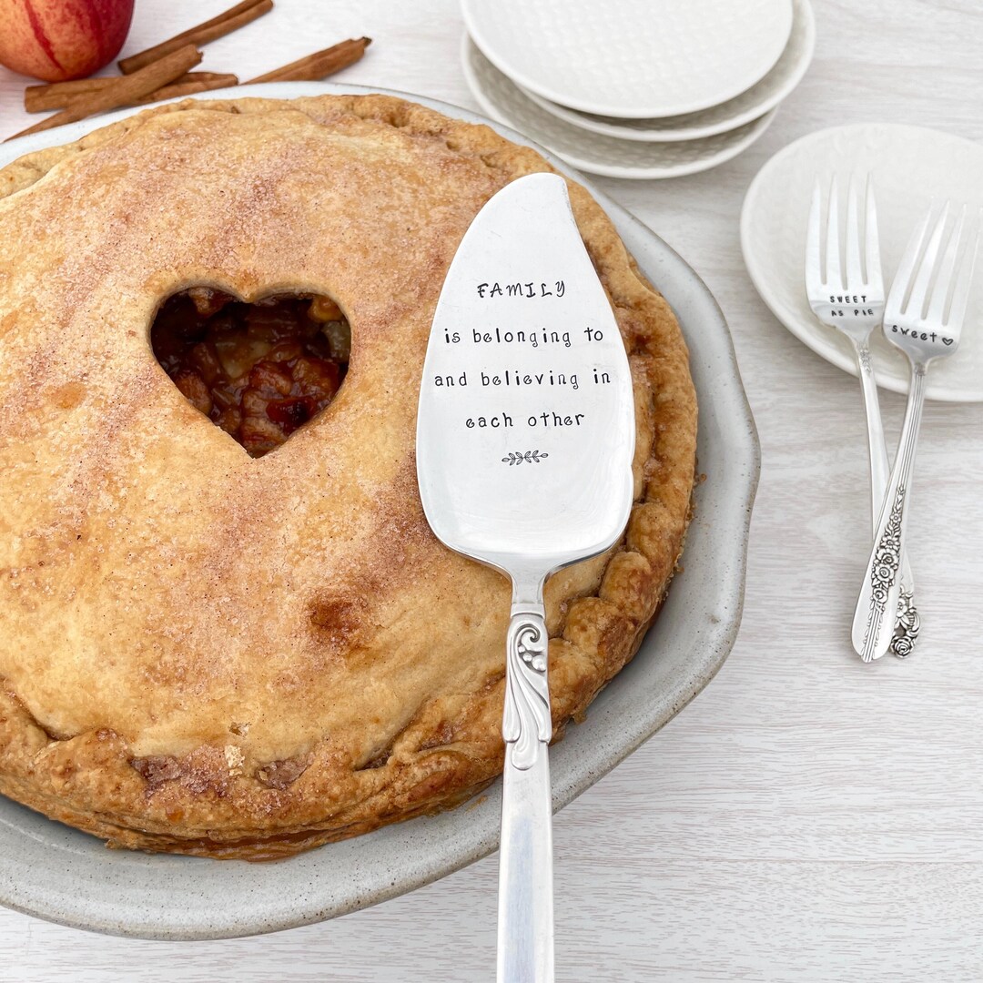 Vintage Silverplate Cake Server, Family is Belonging Quote, Hand ...