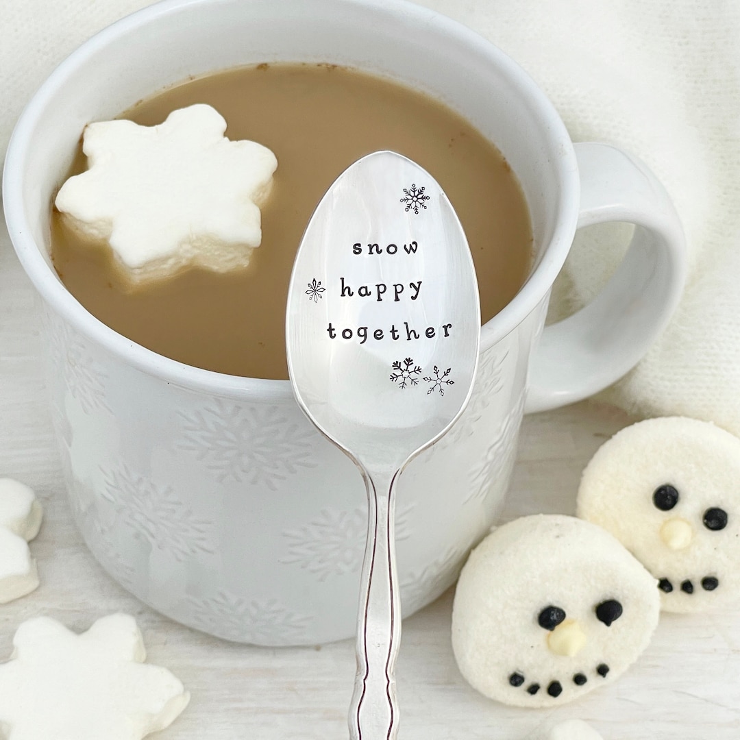 Snow Happy Together - - Hand Stamped Vintage Spoon, Coffee Spoon, Tea ...