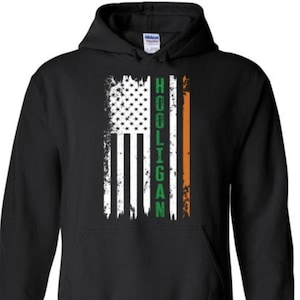 Irish American Hooligan Flag Hoodie for Men St. Patricks Day Shirt USA ...