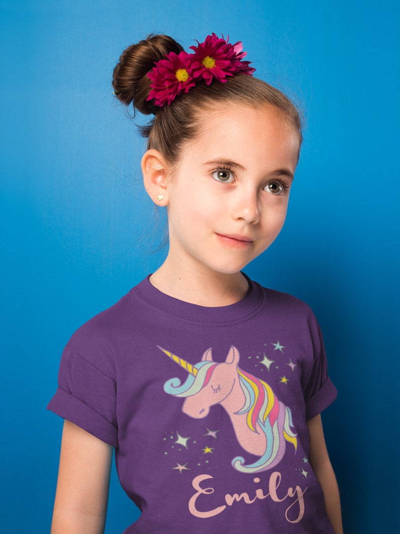 Custom Unicorn Name Shirt Personalized T-shirts for Girls Birthday Gift ...