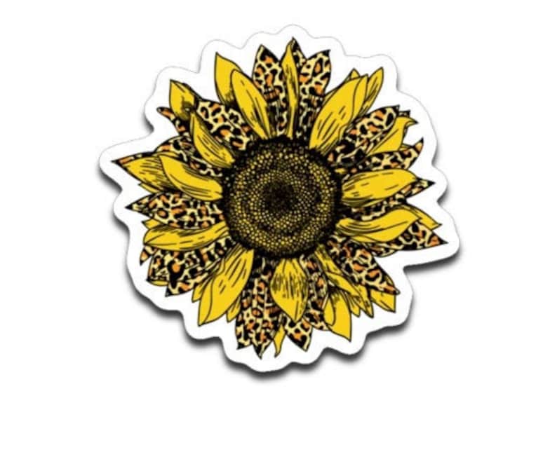 Leopard Print Sunflower Vinyl Decal | Leopard Sunflower Sticker ...