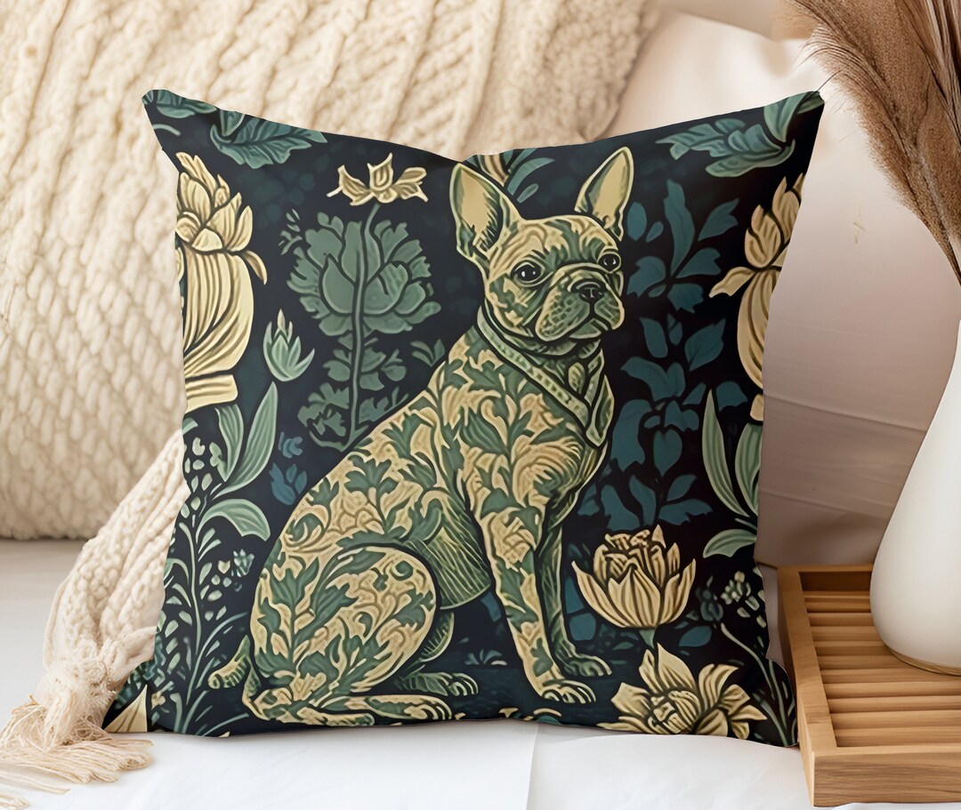 French Bulldog William Morris Arts and Crafts Movement Tapestry Style ...