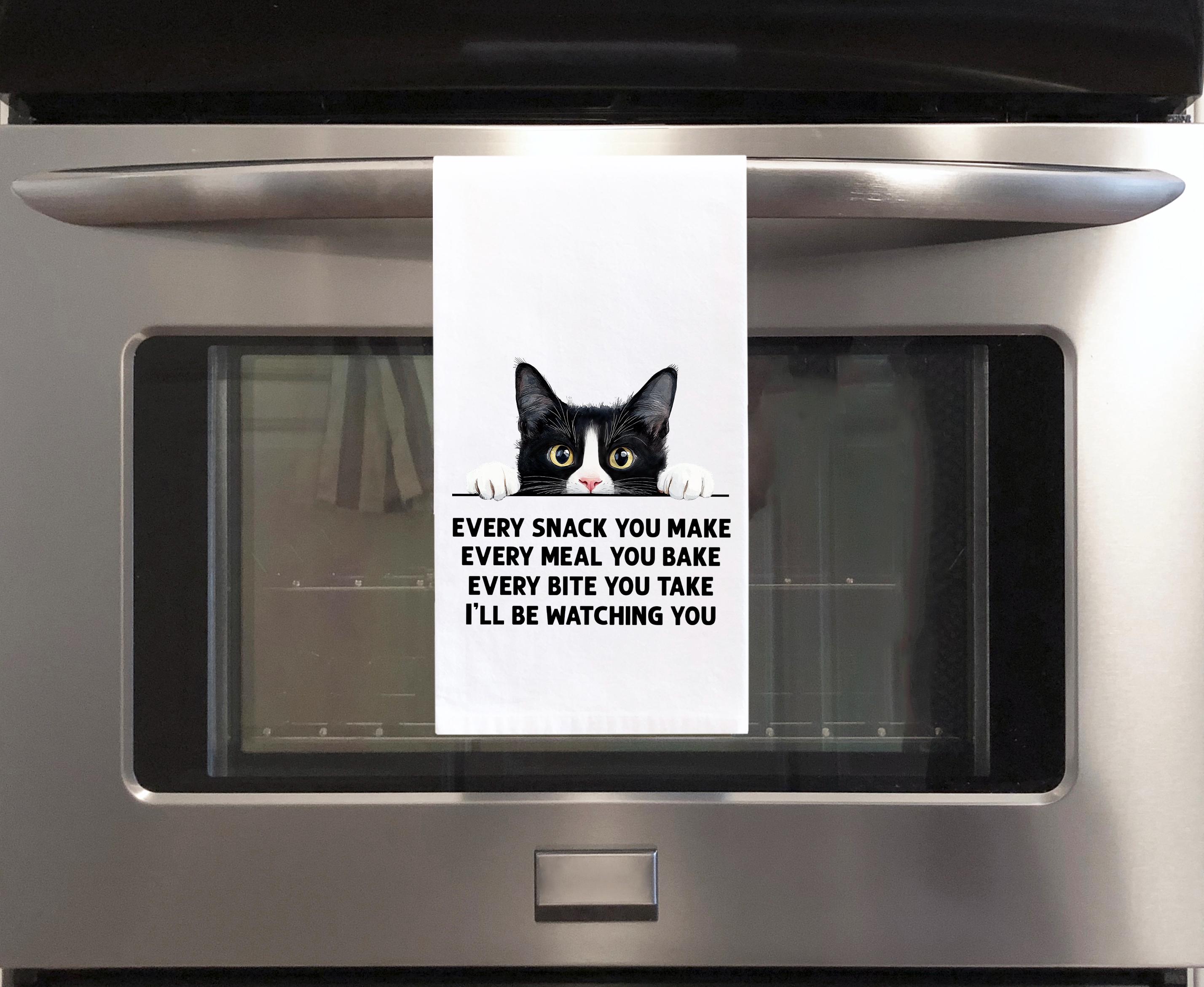 Tuxedo Cat Every Snack You Make Flour Sack Kitchen Towel Funny Peeking ...