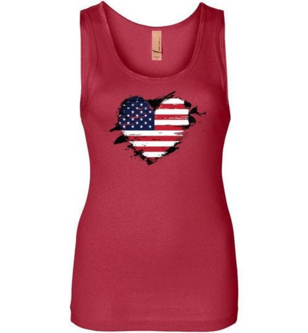 American Flag Heart Tank Top for Women | Distressed Heart 4th of July ...