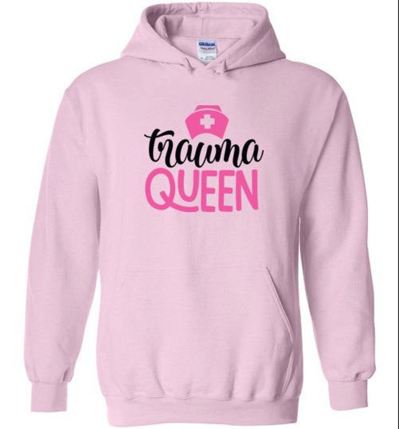 Trauma Queen Hoodie | Pink and Black Appreciation Gift for ER Nurse ...