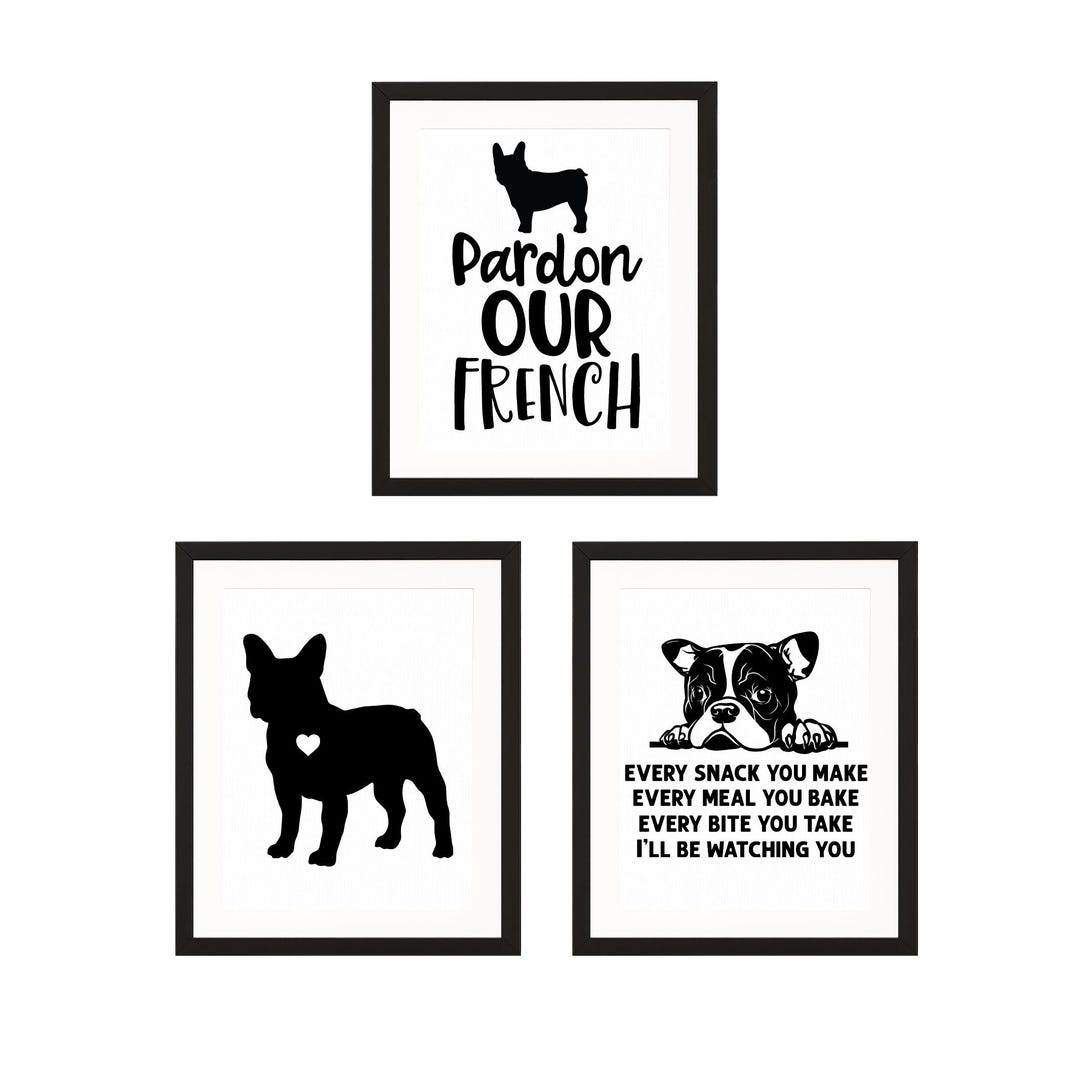 Set of 3 Frenchie Canvas Prints 8x10 – Funny French Bulldog Wall Art ...