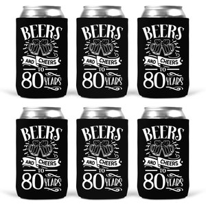Beers and Cheers to 80 Years Can Cooler Sleeves - Insulated 12oz ...
