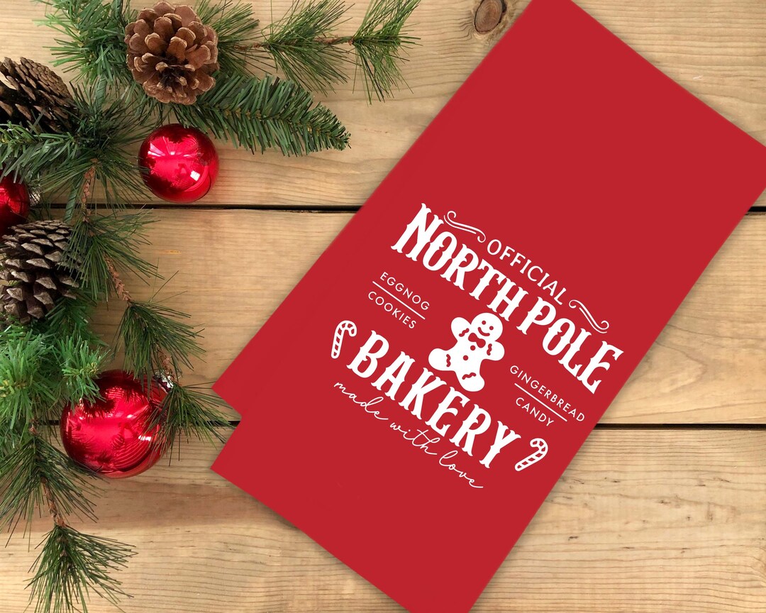 Official North Pole Bakery Made With Love Gingerbread Christmas Red And
