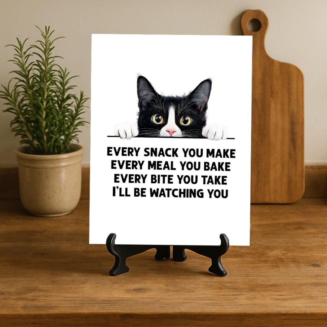 Funny Tuxedo Cat Kitchen Wall Art – Every Snack You Make Print, 8x10 ...