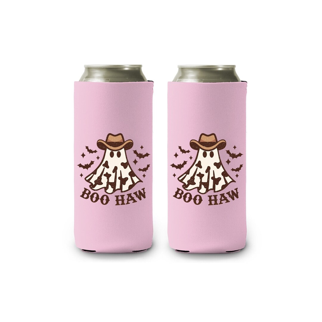 Boo Haw Western Halloween Pink Skinny Halloween Can Cooler Sleeves ...