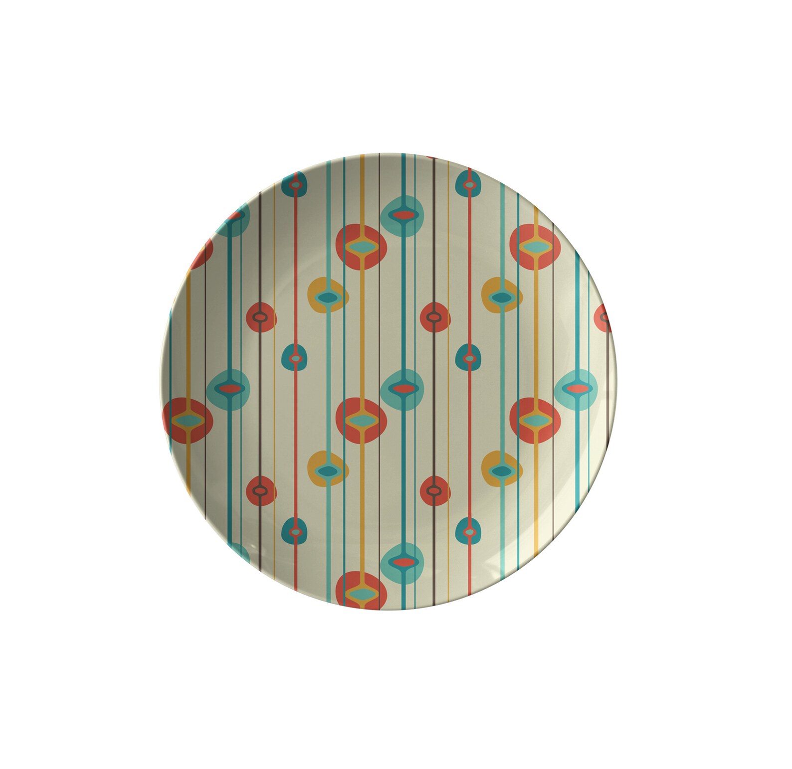 Mid Century Modern Plates Red Blue Orange Geometric Pattern - Etsy