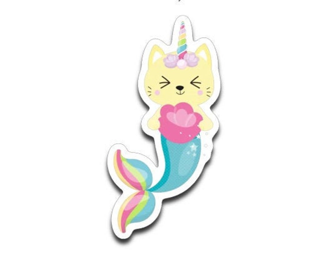 Caticorn Cat Unicorn Rainbow Mermaid Vinyl Decal Cute Unicat | Etsy