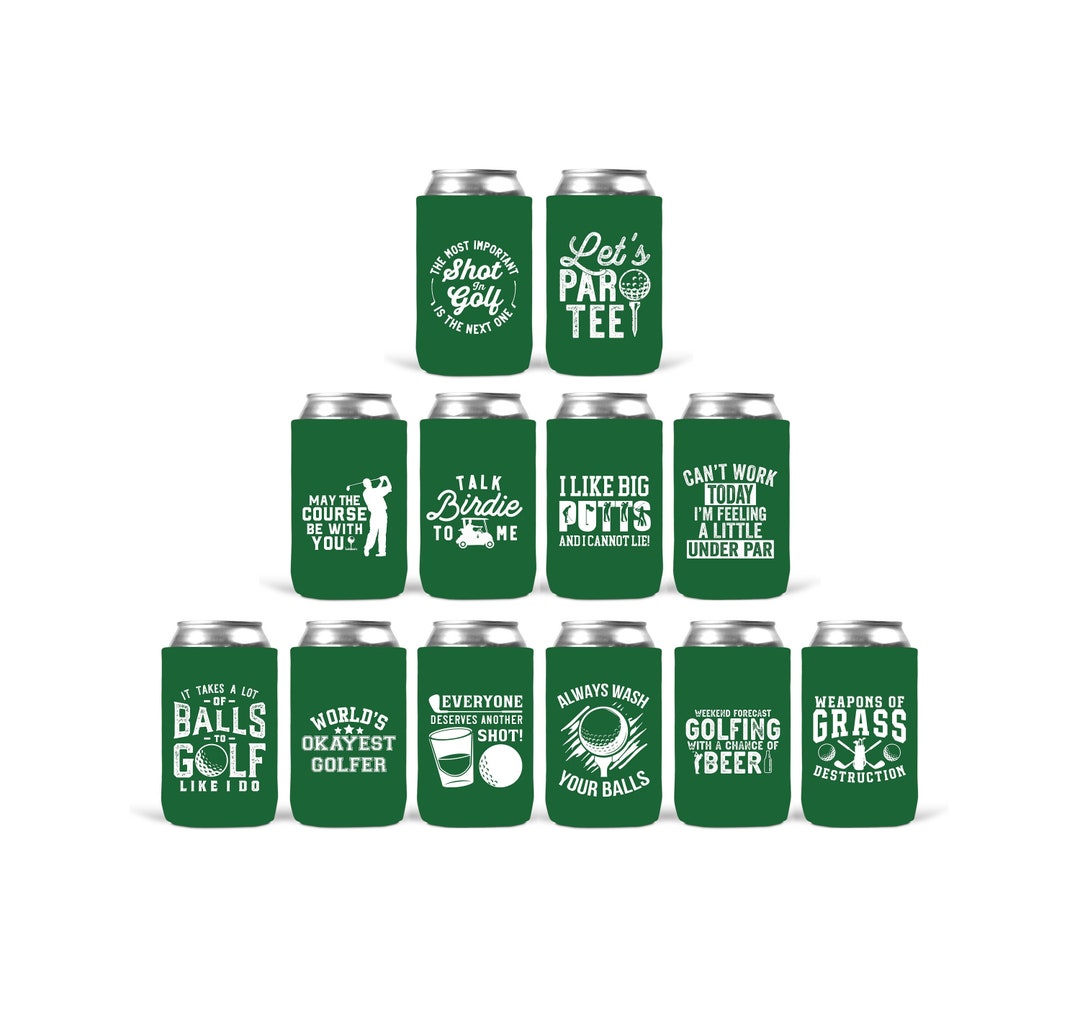 Set of 12 Golf Can Cooler Sleeves - Insulated 12oz Beverage Beer Soda ...