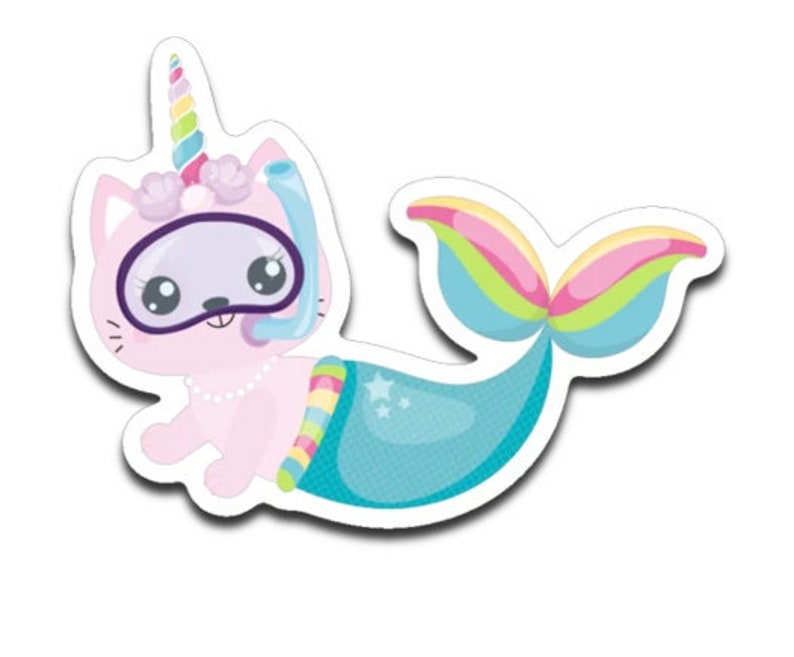Cat Unicorn Mermaid Vinyl Decal | Cute Caticorn Unicat Sticker for ...