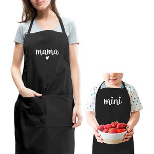 Mama and Mini Matching Apron Set Mommy and Me Aprons Cute Black and ...
